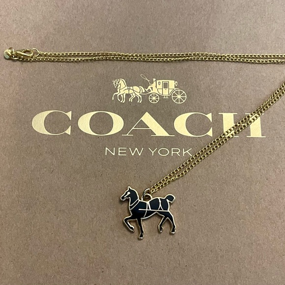Coach | Jewelry | Coach Black Enamel Horse Pendant 8k925 Sterling ...
